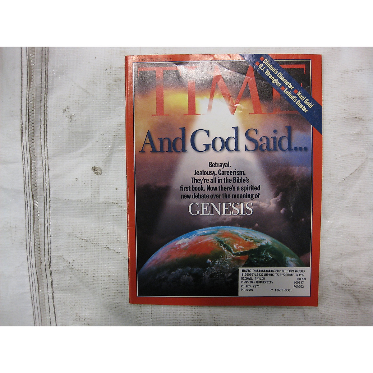 Time Magazine October 28 1996 And God Said...... Genesis