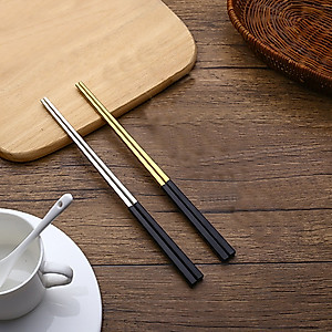 Nadalan Stainless Steel Alloy Chopsticks Non-slip Chopsticks 5 Pairs (Silver)