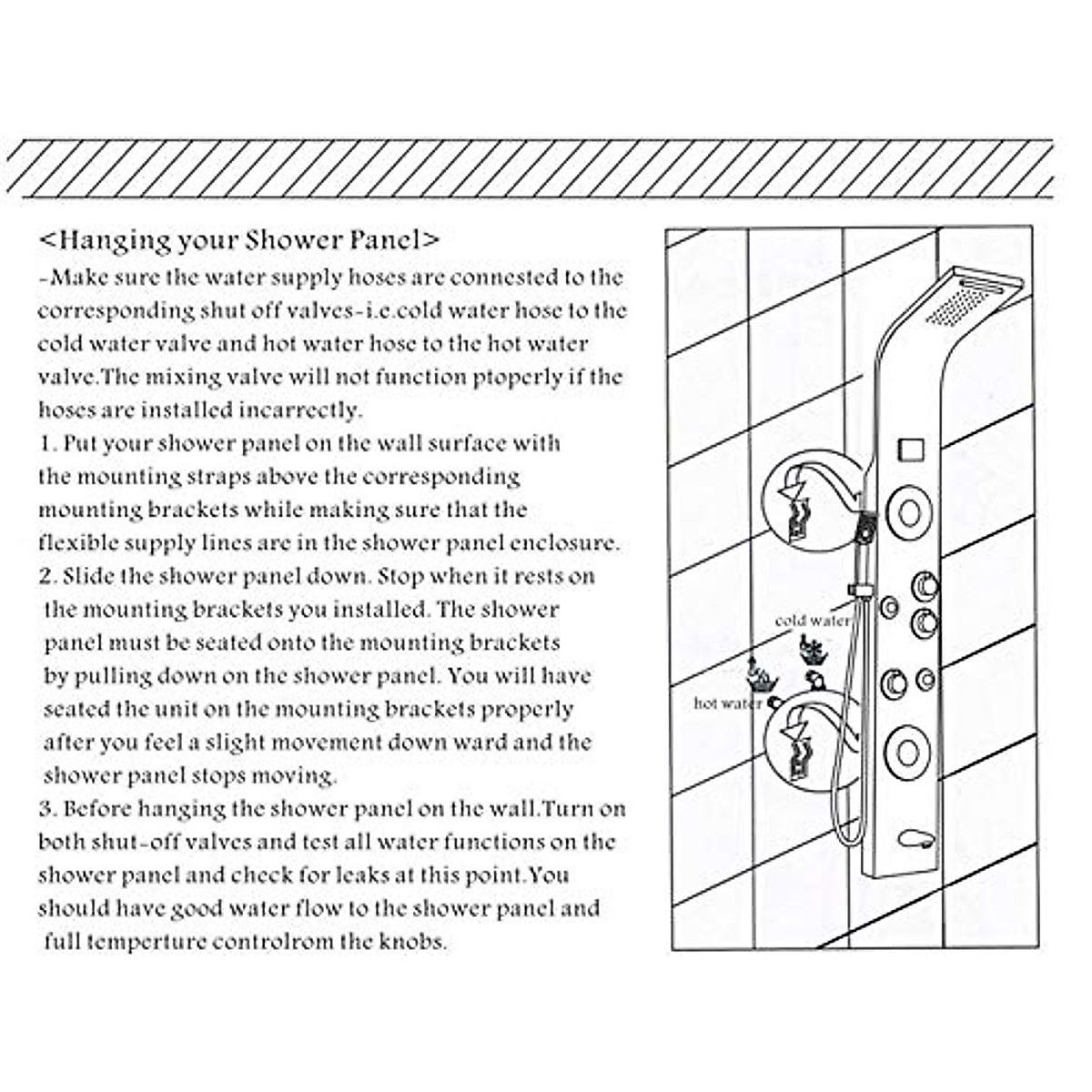 ELLO&ALLO Stainless Steel Shower Panel Tower System,LED Rainfall Waterfall Shower Head 6-Function Faucet Rain Massage System with Body Jets, Brushed Nickel