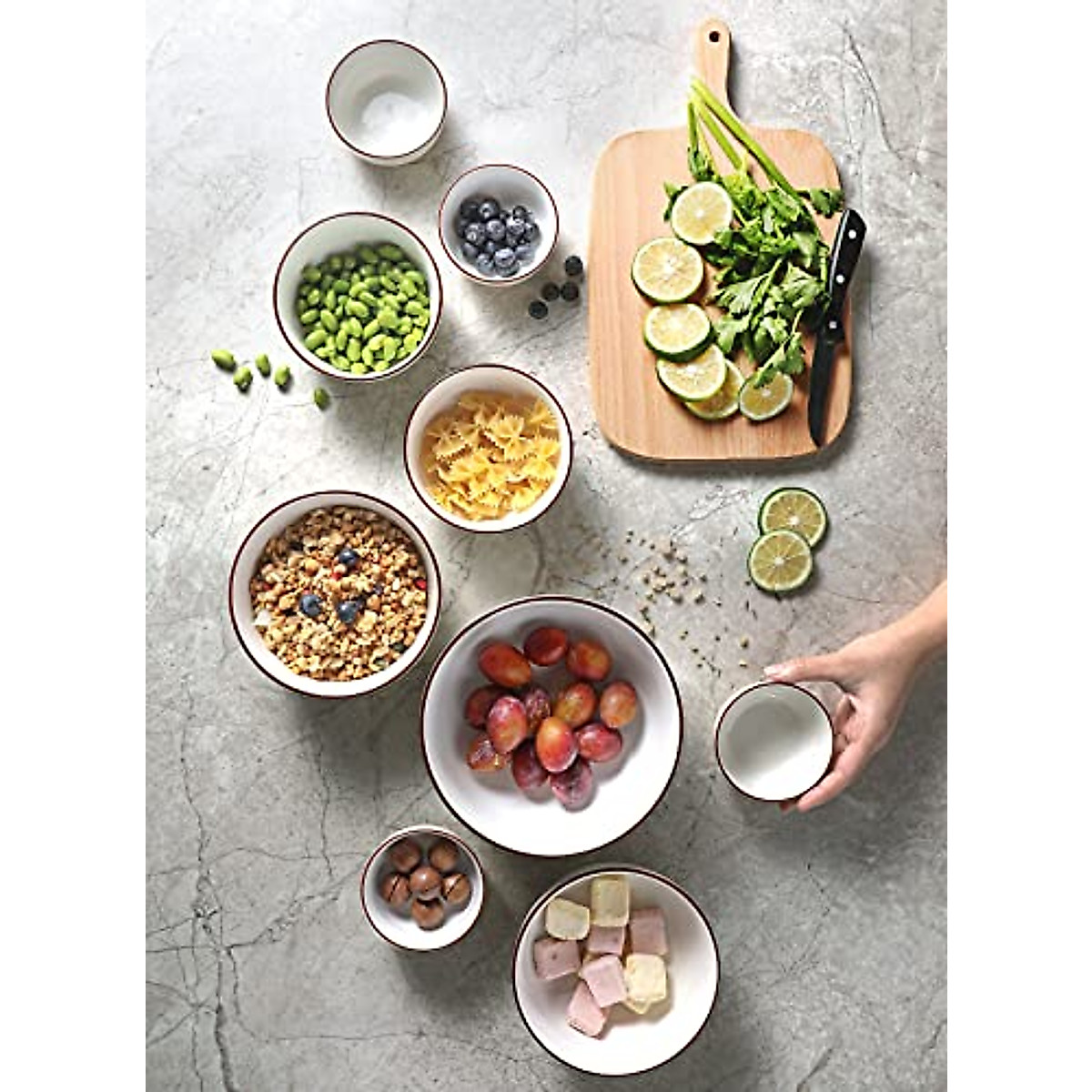 Sweese 144.001 Porcelain Bowls - 10 Ounce for Ice Cream Dessert, Small Side Dishes - Set of 6, White