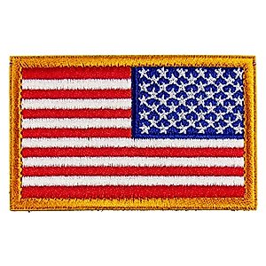 Tactical Patches of USA US American Flag Reverse, with Hook and Loop for Backpacks Caps Hats Jackets Pants, Military Army Uniform Emblems, Size 3x2 Inches