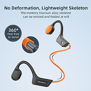 CelsusSound Bone Conduction Headphones,Open-Ear Bluetooth Sport Headphones with Mic, Wireless Earphones,Sweatproof Headphones for Running and Workouts(Orange)