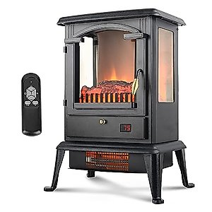 VOLTORB Electric Fireplace Heater with Remote, 22.4" Freestanding Portable Infrared Fireplace Heater Stove with 3-Sides Realistic Flame for Indoor Use, Overheating and Tip-Over Safety, 1000W/1500W