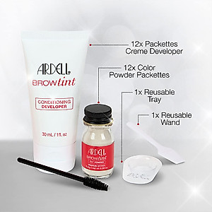 Ardell Brow Tint Medium Brown, Longer-lasting, Semi-permanent Brow Dye, with Natural Extracts, Complete Brow Tinting Kit, 1 pack