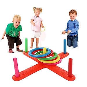 Toxz Child's Hoop Ring Toss Plastic Ring Toss Quoits Garden Throwing Game Pool Toy Outdoor Fun Set,Safety Material