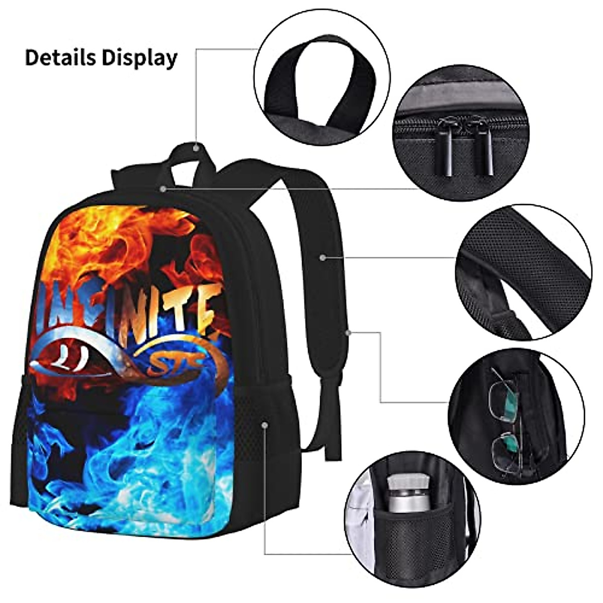 3-Piece Unisex Backpacks Set Including Travel Daypack, Lunch Tote Bag And Pencil Case Combination For Men Women