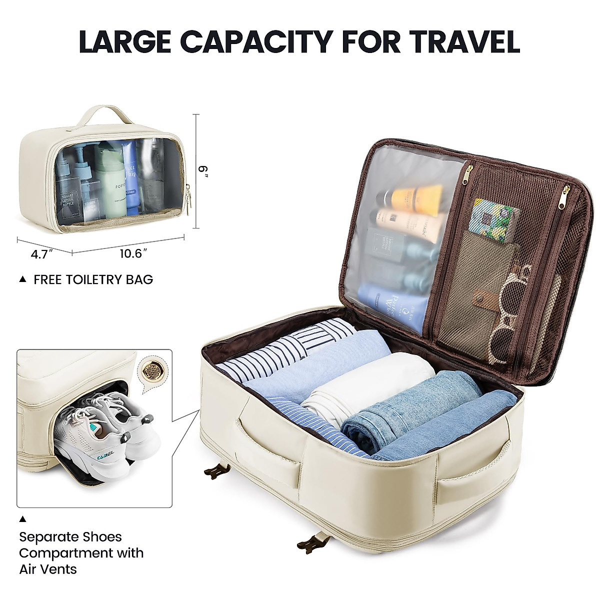 LOVEVOOK Travel Backpack,Carry On Backpack Flight Approved with Toiletry Bag,Expandable Large Laptop Backpack Women Waterproof Backpack Fit 17.3 Inch with USB Charging Port Shoes Compartment