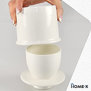 HOME-X Butter Crock, Stoneware Butter Container, Bell-Shaped Butter Keeper for Easily Spreadable Butter, 3 ¾" D x 3 ¾" H, White