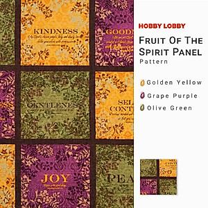 Fruit of The Spirit Panel Cotton Calico Fabric (1 Yard) – Printed Sewing Fabric by The Yard – Lightweight Precut Fabric for Sewing Clothes, Homeware, & Other Accessories – DIY Craft Fabric