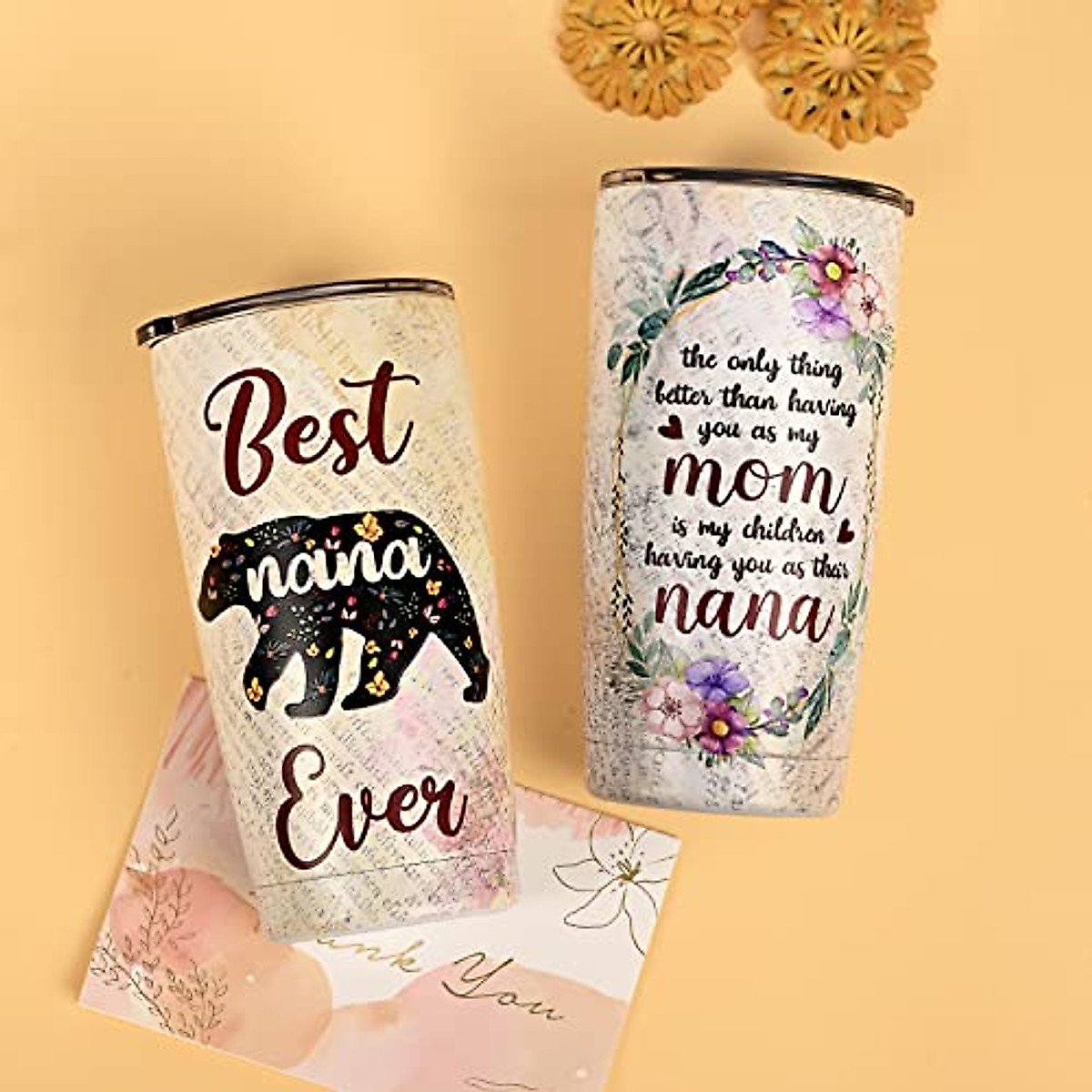 Futtumy Gifts for Grandma - Grandma Christmas Mothers Day Gifts from Grandchildren - Best Nana Ever Travel Tumbler - Best Grandma Mom Nana Gigi Gifts for Birthday - Grandma Bear Insulated Tumbler 20Oz