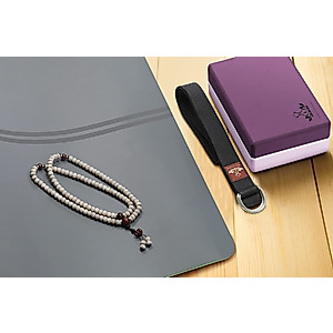 Heathyoga Yoga Blocks 2 Pack with Strap, High Density EVA Foam Yoga Block and Yoga Strap Set to Support and Improve Poses and Flexibility (Purple)