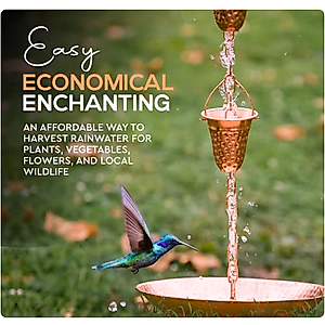 Marrgon Copper Anchoring Basin – Hammered Metal Bowl for Rain Chain Downspout Gutters – Beautiful Decorative Fountain Dish Display for Outdoor Garden, Lawn & Patio Water Feature – 11” Wide x 2” High