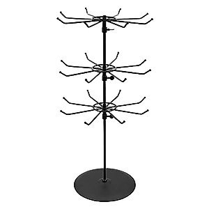 APL Display Medium Duty Adjustable Three Tier Counter Top Spinner Display Stand, Black