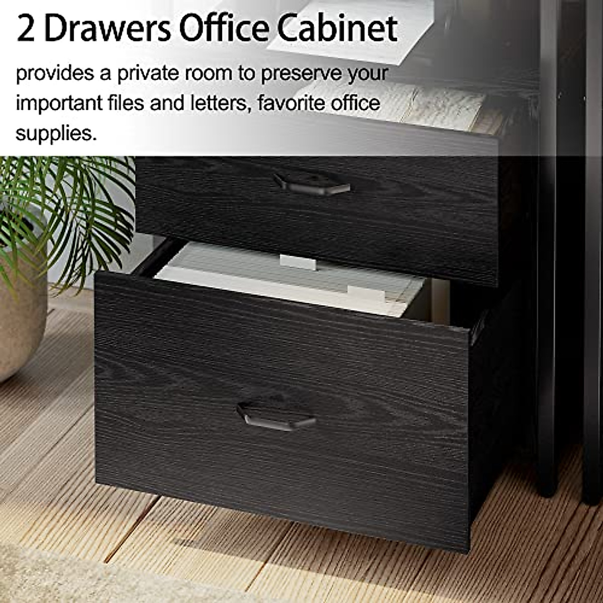 IRONCK Industrial Bookcase with File Cabinet Drawers, 71.6 in Tall Bookshelf 5 Tier, Freestanding Storage Home Office Cabinet Organizer, Rustic Home Decor, Black