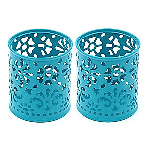 EasyPAG 2 Pack Pen Holder Desk Pencil Cup Marker Holder Makeup Brush Holders Desk Accessories & Workspace Organizers for Home, School & Office, Dark Teal