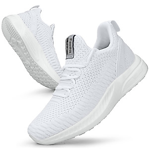 Feethit Women Tennis Running Shoes Walking Shoes Lightweight Casual Sneakers for Travel Gym Work Woman Waitress Nurse Light White 8