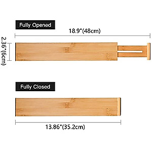 Utoplike 4 Pack Large Bamboo Kitchen Drawer Dividers and Bamboo Kitchen 12 Knife Drawer Organizer