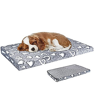 VANKEAN Dog Crate Mat Reversible Cool and Warm, Stylish Dog Bed for Crate with Waterproof Inner Linings and Removable Machine Washable Cover, Firm Support Dog Pad for Small to XX-Large Dogs, Grey