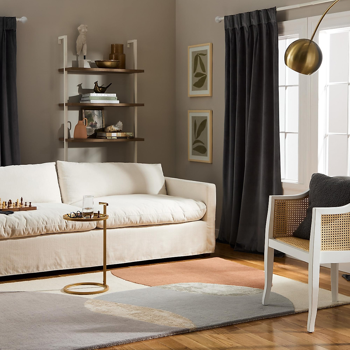 TOWN & COUNTRY LUXE Olso Abstract Colorblock Handcrafted Wool Area Rug, Beige/Rust/Grey, 5"x7"