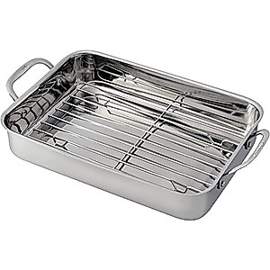 Cuisinart 7117-14RR 14-Inch Chef's-Classic Cookware-Collection, Lasagna Pan w/Stainless Roasting Rack, Stainless Steel