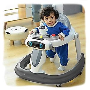 Rrunzfon Baby Walker U-Shaped Walker Prevent O-Legs Multifunctional Anti-Rollover Walker Suitable for More Than 6 Months 360-degree Silent Wheel Light and Music-Dan Hong 8