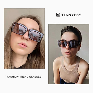 TIANYESY Minimalist Classic Design Fashion UV400 Sunglasses Square Sun Glasses Unisex TY2984 (Brown)