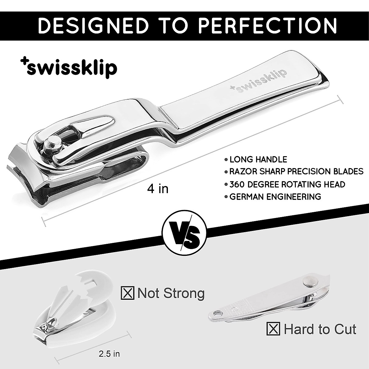 Swissklip Nail Clippers for Men I Well Suited as Finger Nail Clippers Adult I Also Can be Used as Fingernail Clippers for Women I Swissklip Nail Clipprs rate among The Best Nail Clippers (1 Pack)