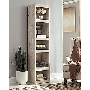 Signature Design by Ashley Willowton Coastal Entertainment Center Pier Bookcase with 3 Adjustable Shelves, Whitewash