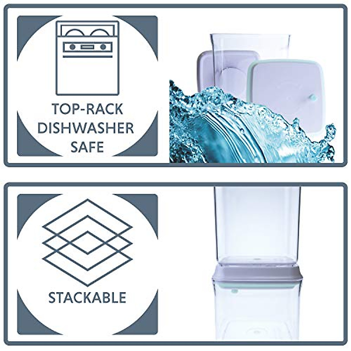 iChewie - BopTop (1pc - 500ml) Airtight Food Storage Container – Mechanical Silicone Seal Canister - BPA-Free - 0.5Qt