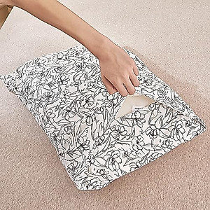 ECOCOTT 2 Pack Pillowcase Standard Size with White & Black Floral Pillow Cases Set, 100% Cotton Standard Pillow Covers Envelope Closure (Standard, 20"x26")