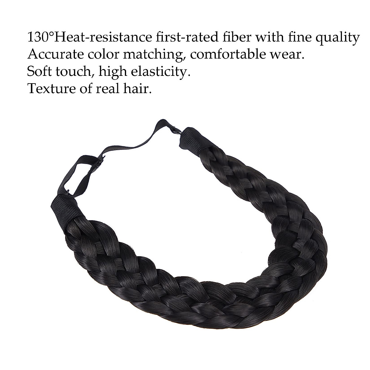 TOECWEGR 5 Strands Synthetic Hair Braided Headband Hairpiece Classic Chunky Wide Plaited Braids ElasticMulti Color Headband Ladies Beauty Hair Accessories …