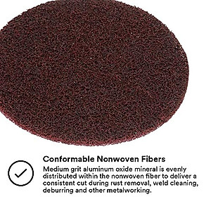 Scotch-Brite Surface Conditioning Disc for Sanding - Metal Surface Prep - Hook and Loop - Aluminum Oxide - Medium Grit - 4.5” diam. - Pack of 10