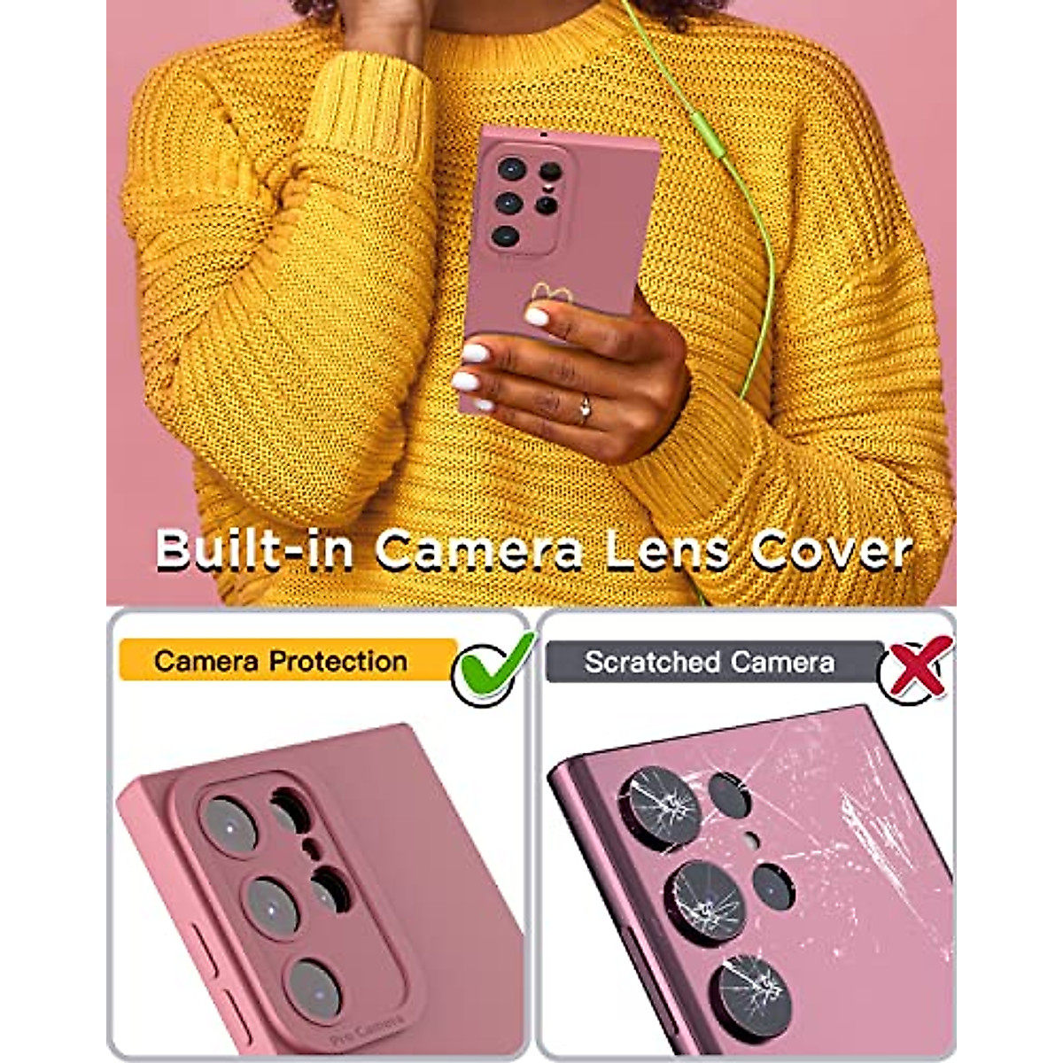 AICase for Samsung Galaxy S23 Ultra Heart Case for Women with Full Camera Lens Protection,Silicone Girly Cute Side Soft Slim Shockproof Protective Cover for Samsung Galaxy S23 Ultra 6.8" 2023_5