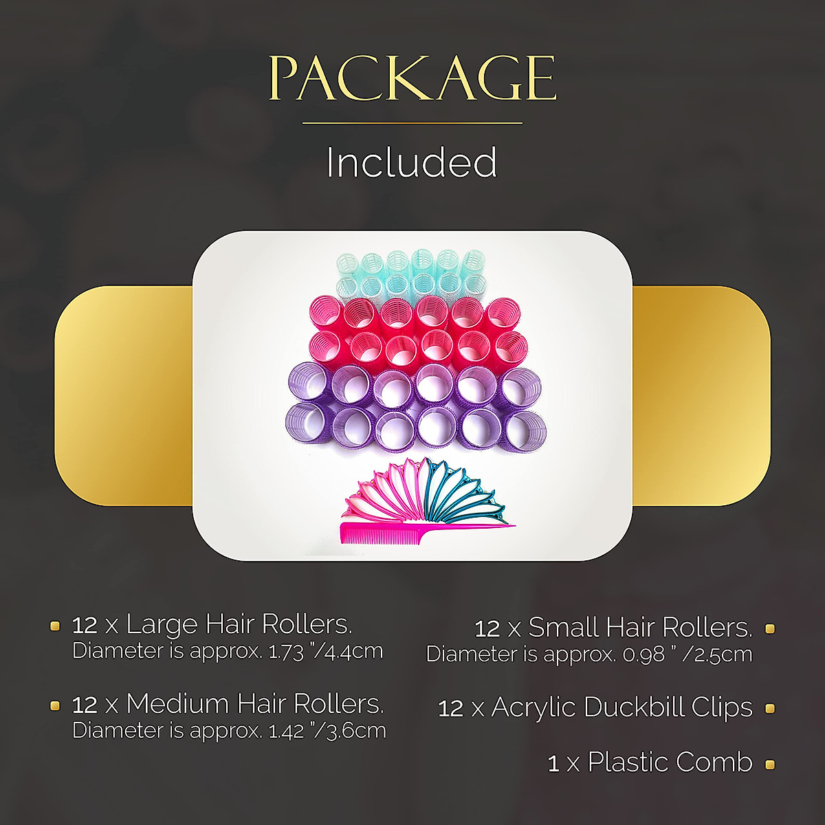 49 Pack of Large Hair Rollers - Easy to Use - 12 Clips and 1 Comb Included - Heatless Hair Curlers No Heat are Great for All Hair Types/Lengths - Less Damage No Heat Curlers Hair Roller