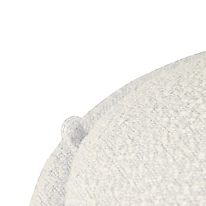 HomePop Storage Round Ottoman with Removable Lid Home Décor|Upholstered Round Foot Rest Ottoman - Cream Boucle