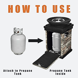 ARLIME Outdoor Propane Burning Fire Bowl, Propane Firebowl Column Realistic Look Firepit Heater, 40,000 BTU Outdoor Gas Fire Pit with Free Lava Rocks, Fits 20lb Tank Inside, Raincover