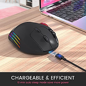 Wireless Trackball Mouse, Computer Ergonomic Mouse, Rechargeable Bluetooth Mouse, Easy Thumb Control,Precise and Smooth Tracking, 3 Device Connection(BT3.0/5.0 or USB) for PC, Laptop,iPad, Mac,Windows