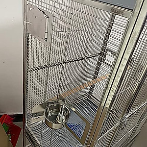 TTEDOYE BMWPET SUS201 Stainless Steel Bird Cage Parrot Cage 32''X22''X62'' PlayTop Style, Silver