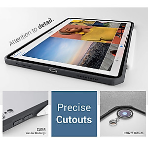 TineeOwl iPad Air 11 Inch Case (2024) M2, 5/4 Case 10.9 inch (2022/2020), Ultra Thin, Matte Clear Case, Supports Apple Pencil Charging and Touch ID, TPU Bumper (Black/Matte Back)