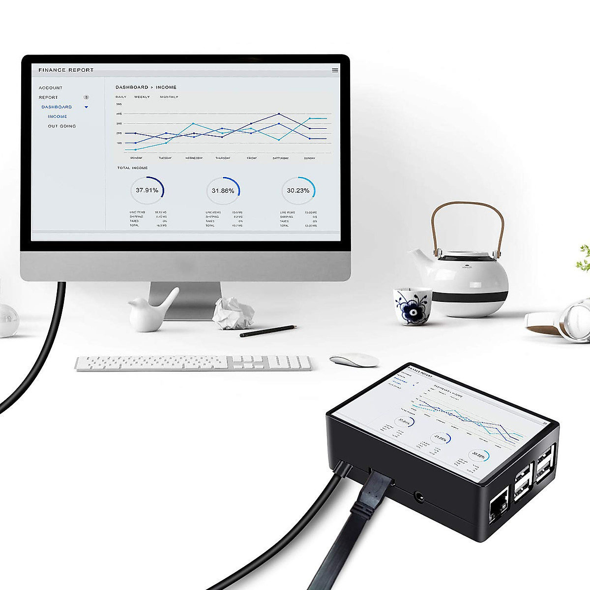 for Raspberry Pi 3B+ 3.5" TFT Touch Screen with Case, Touch Pen and Heat Sink, 320x480 Resolution LCD Display for Raspberry Pi 3 Model B, Pi 2 Model B & Pi Model B