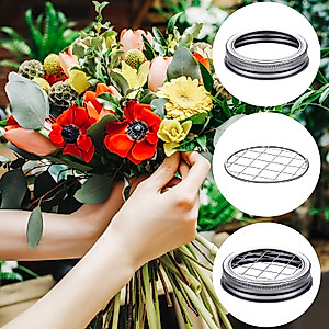 30 Pieces Mason Flower Jar Lid Mason Jar Lids with Straw Hole Stainless Steel Flower Insert Lid Insert Mason Grid Organizer Lid Decorative Flower Organizer Lid for Regular Mouth
