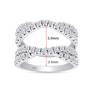 AFFY 1.00 Ct. Double Infinity Wedding Ring Guard Enhancer In 14k White Gold Plated 925 Sterling Silver with Cubic Zirconia Ring Size-8