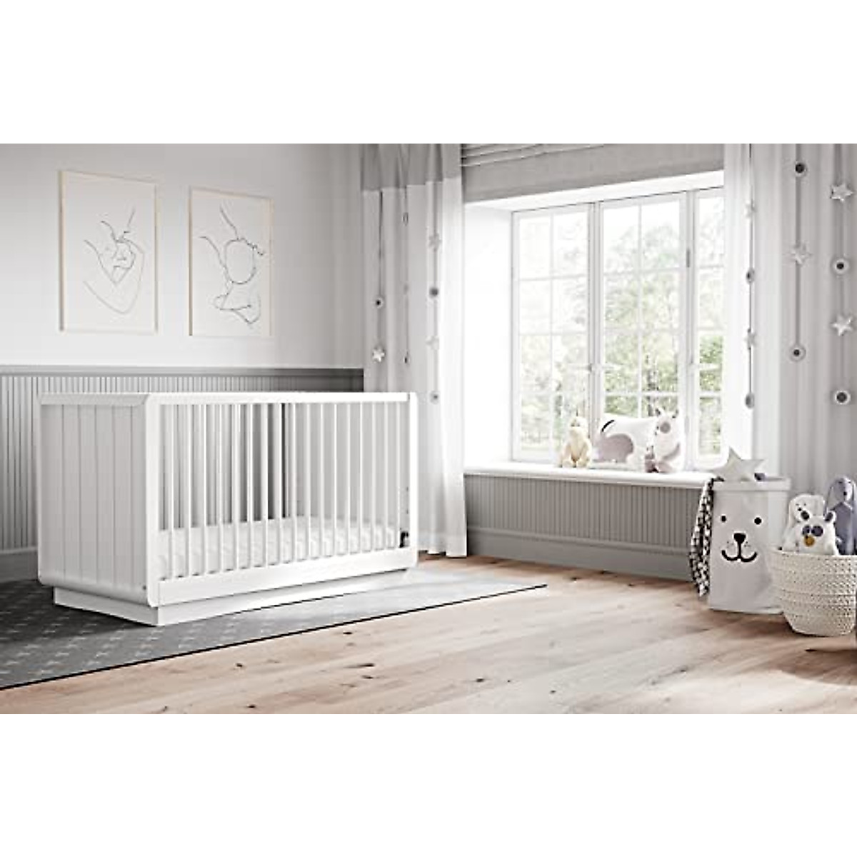 STORKCRAFT Skye 3-in-1 Convertible Crib (White) - Converts from Baby Crib to Toddler Bed and Daybed, Fits Standard Full-Size Crib Mattress, Adjustable Mattress Support Base