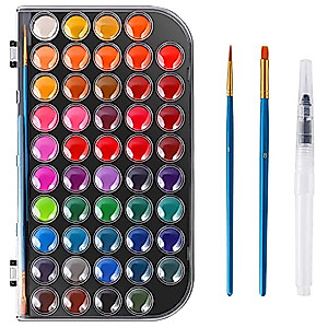 Watercolor Paint Set, 48 Colors Non-toxic Watercolor Paint with a Brush Refillable a Water Brush Pen and Palette, Washable Water Color Paints Sets for Kids Adults Artists Children Students Beginner