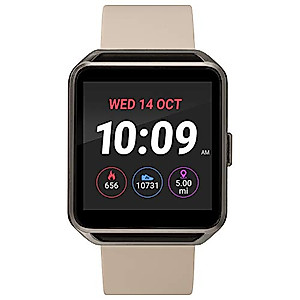 iConnect by Timex TW5M31800 Classic Square Gunmetal Smartwatch, Beige Silicone Strap