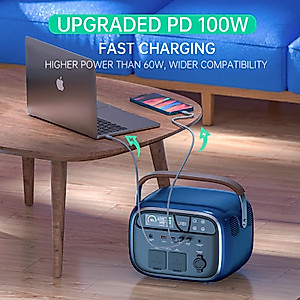 UIBI Portable Power Station 666Wh,700W Battery Generator Portable with 100W PD [Bidirectional], Pure Sine Wave 110V AC [Rubber Cap], Portable Generator for Camping,Travel,Off-grid