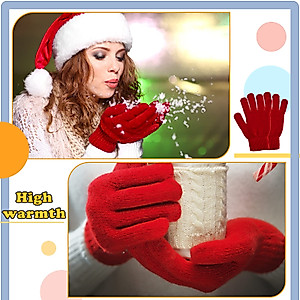 Haysandy 48 Pairs Winter Gloves Bulk Warm Winter Knit Gloves Soft Stretchy Gloves Pack for Unisex Adult Men Women Homeless Supplies Christmas Gift, 5 Colors