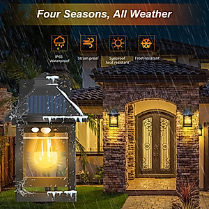Solar Lanterns Outdoor Waterproof with 3 Modes, Solar Porch Lights Dusk to Dawn Outdoor Lighting, Motion Sensor Outdoor Wall Lights, Exterior Lighting Fixtures for Yard, Fence, Patio, Barn, Garage