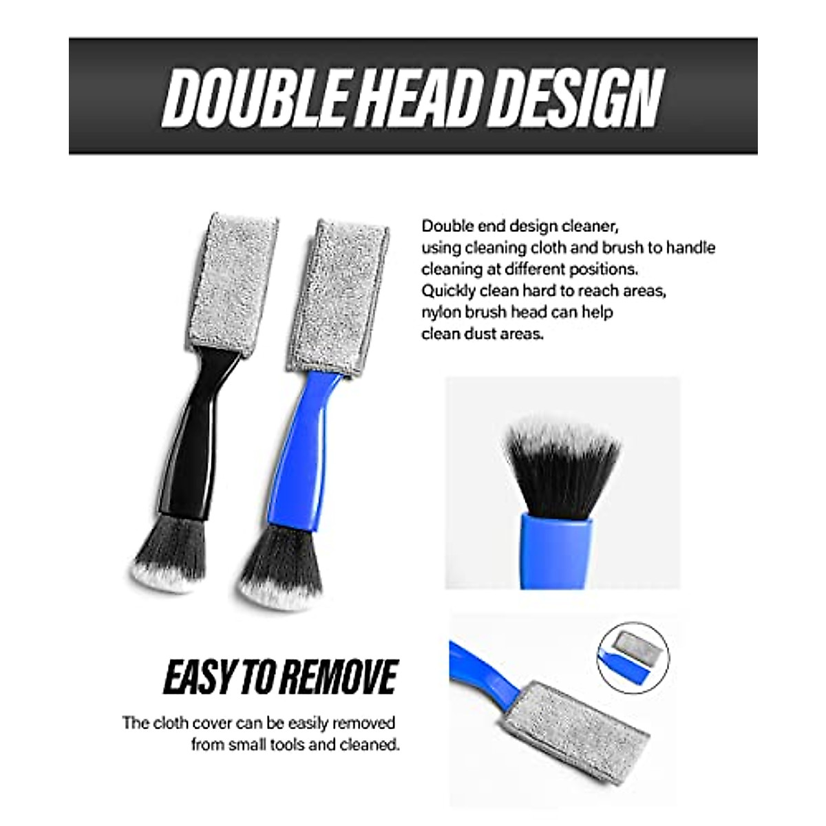 ESEWALAS Universal 2 in 1 Duster for Car Clean,Car Bursh Tool,Double Head Brush,Auto Interior Detailing Brush,Soft Car Interior Detailing Brush Dust Brush (Blue)