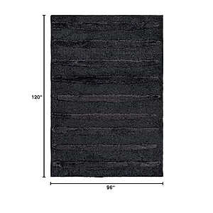 SAFAVIEH Hi-Lo Shag Collection Area Rug - 8' x 10', Charcoal, Modern Stripe Textured Design, Non-Shedding & Easy Care, 1.6-inch Thick Ideal for High Traffic Areas in Living Room, Bedroom (HLS202H)
